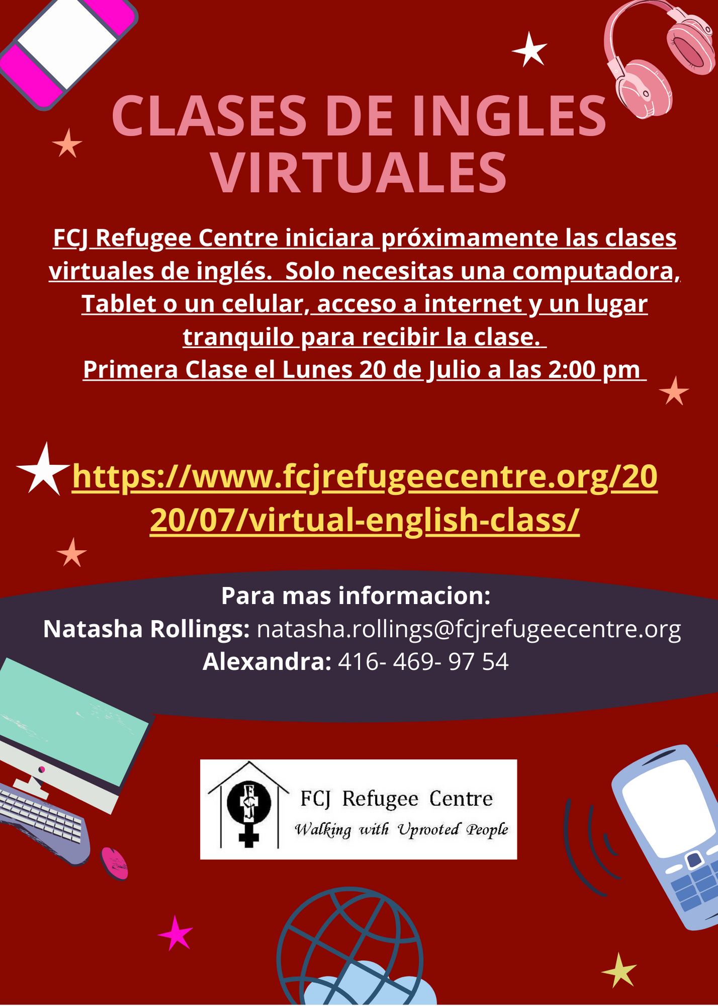 Virtual English Class on Monday July 20 – FCJ Refugee Centre