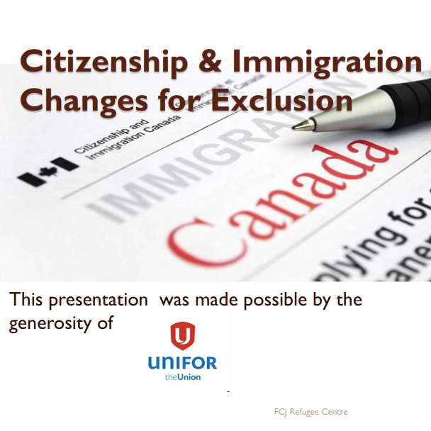 Citizenship & Immigration: Changes for Exclusion – FCJ Refugee Centre