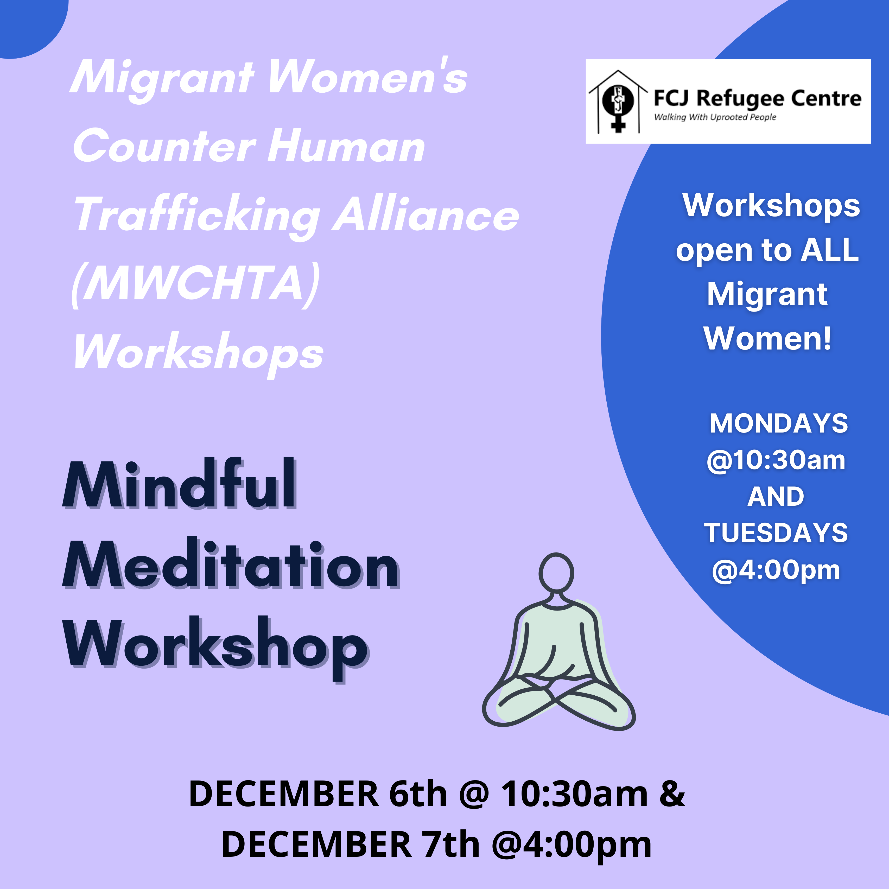 MWCHTA Workshop: Mindful Meditation – FCJ Refugee Centre
