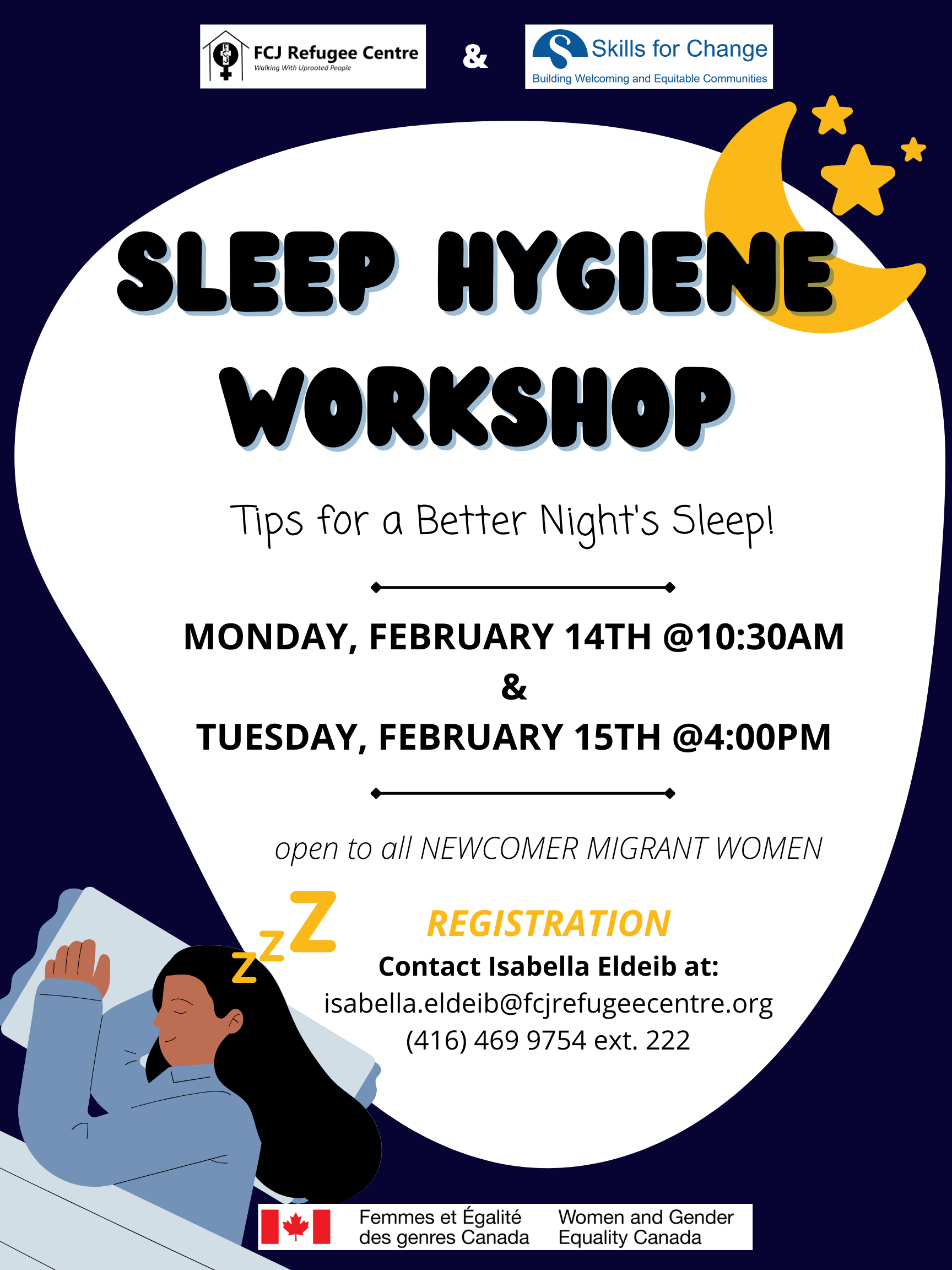Sleep Hygiene Workshop / Taller de sueño saludable – FCJ Refugee Centre