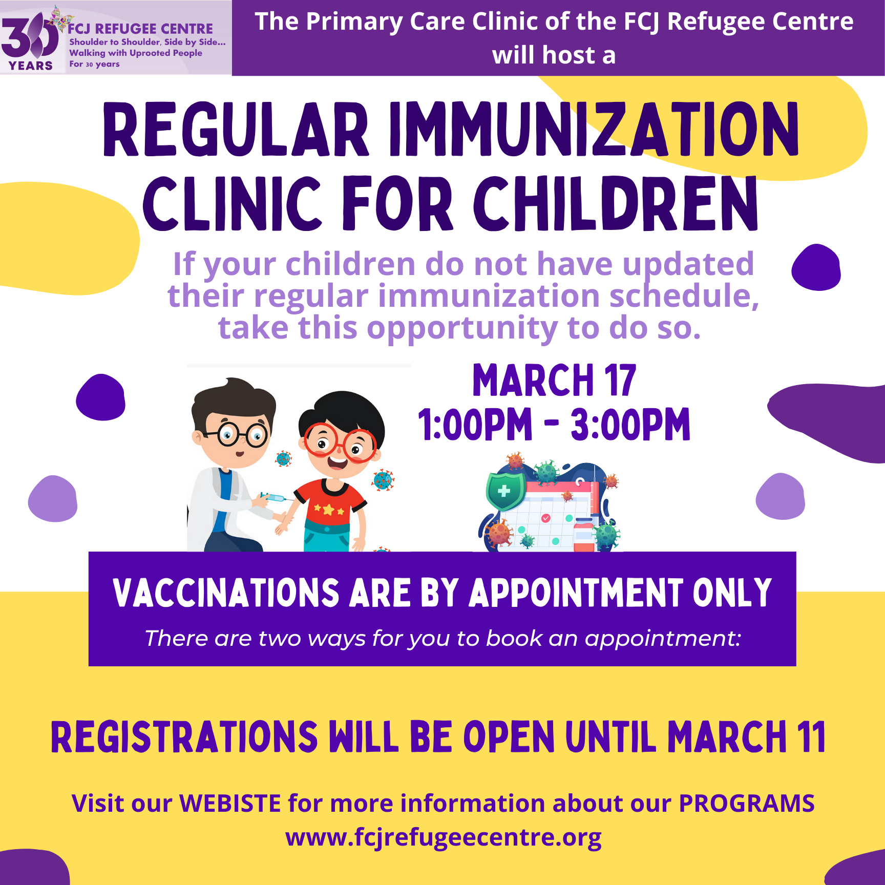 Regular Immunization Clinic for Children – FCJ Refugee Centre