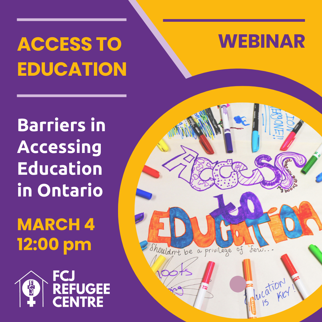 Webinar: Barriers in Accessing Education in Ontario – FCJ Refugee Centre